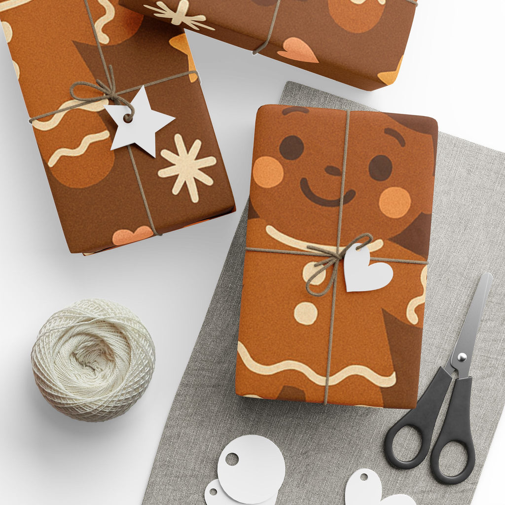Gingerbread Pattern Wrapping Paper Roll — Festive Holiday Gift Wrap ...